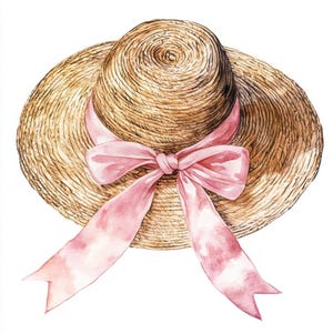 8 Women's Summer Sun Hat Clipart Vintage Hat Watercolor Printable Art ...