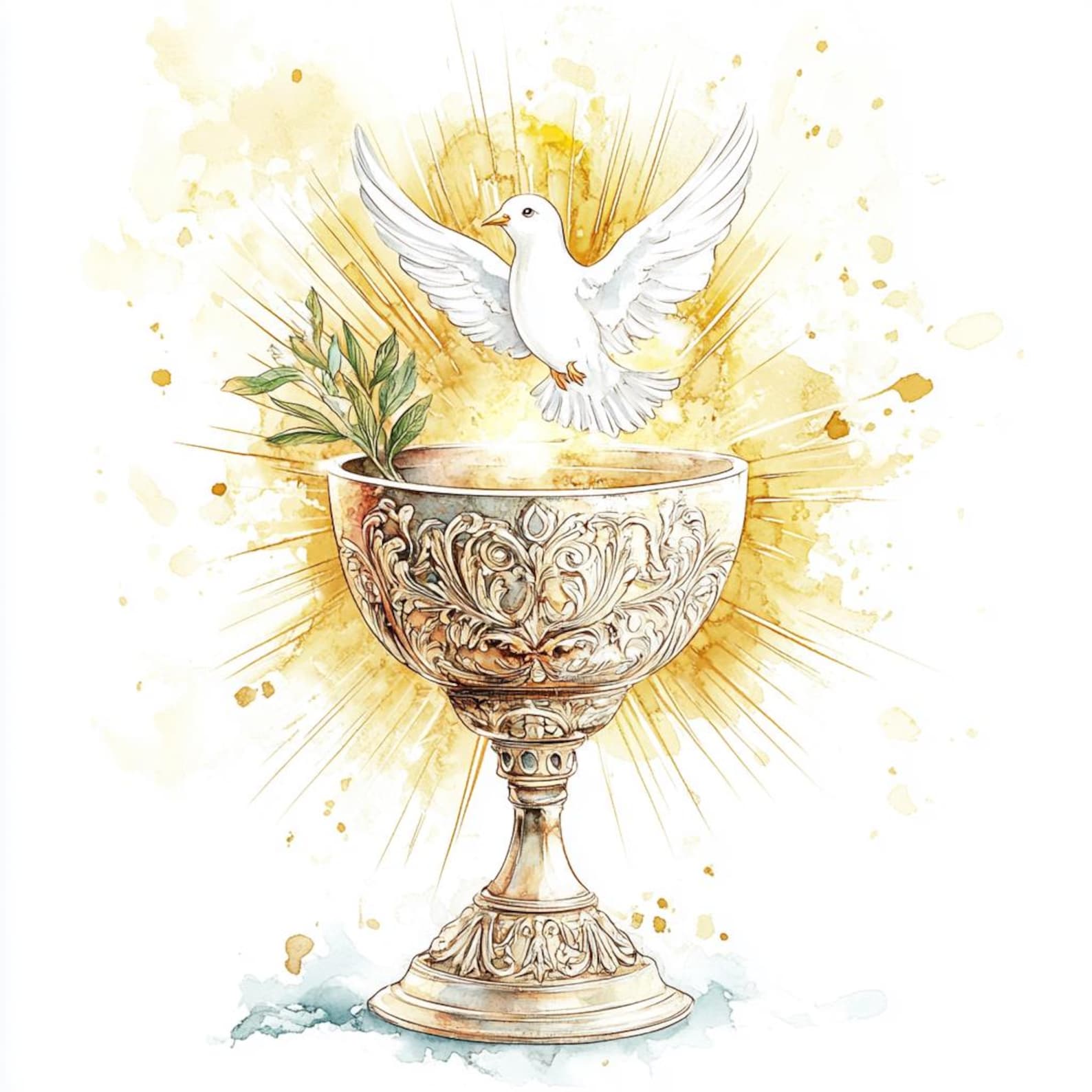 8 First Holy Communion Chalice Clipart Watercolor Eucharist Clipart ...