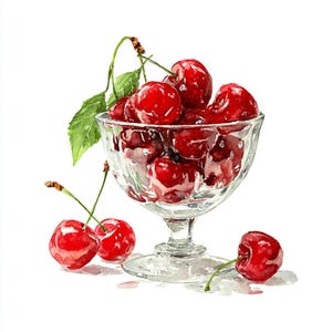 8 Cherry Clipart PNG Fruits Clipart Food Images Watercolor Digital ...