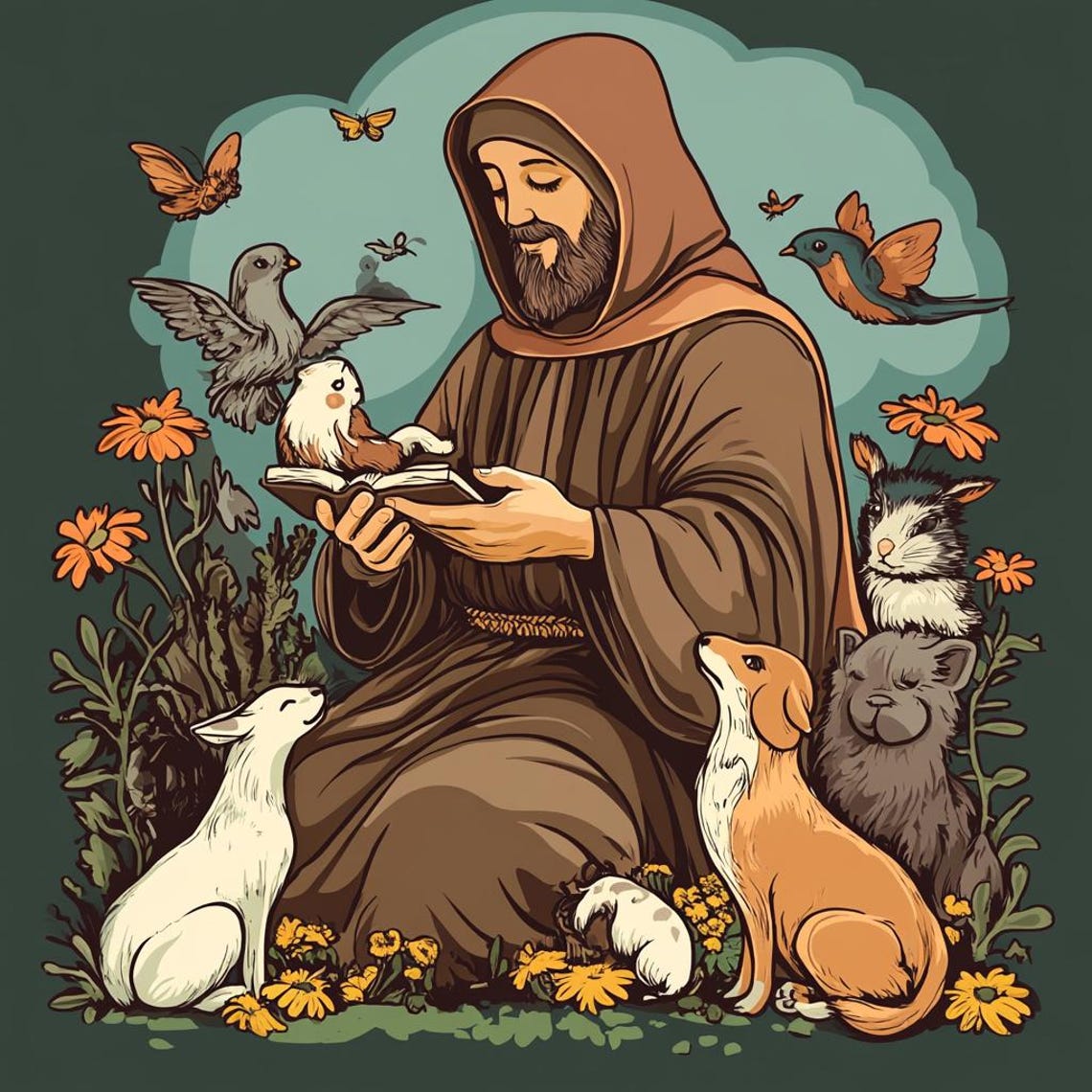 4 Saint Francis of Assisi Clipart Digital Download Animals Line Art ...