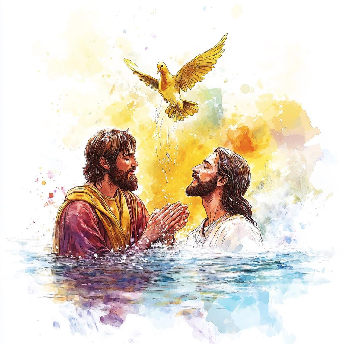 8 Baptism of Jesus Clipart Printable Christ Baptized by John Baptising ...