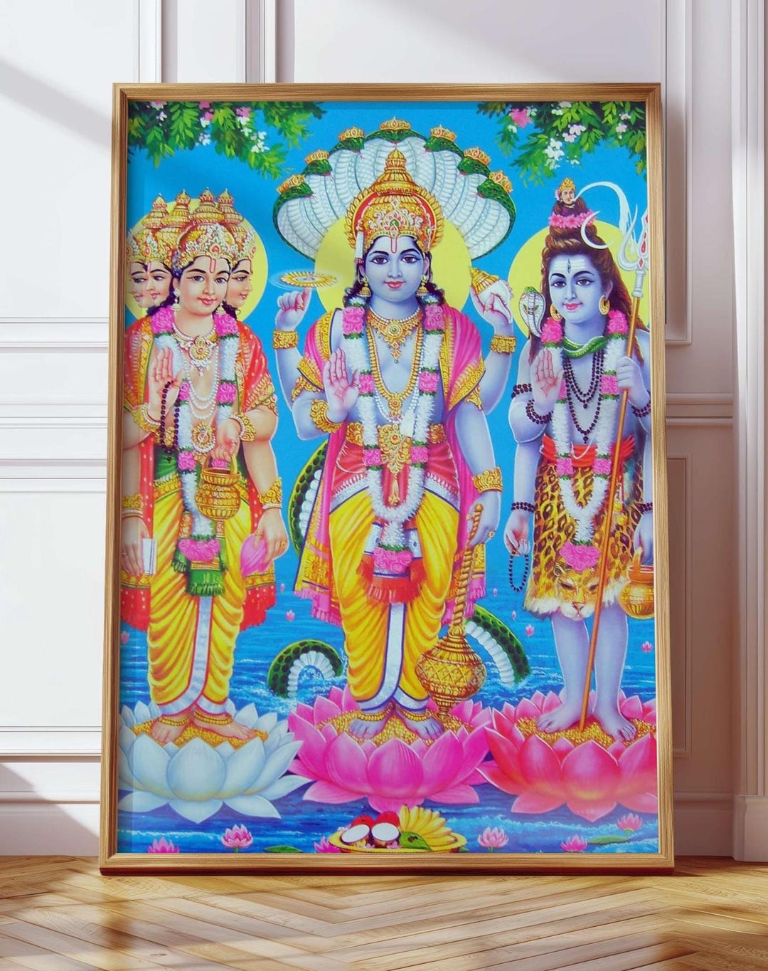 Vishnu Brahma Shiva, Holy Trinity Picture, Hindu God Wall Art Indian ...