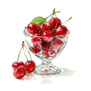 8 Cherry Clipart PNG Fruits Clipart Food Images Watercolor Digital ...