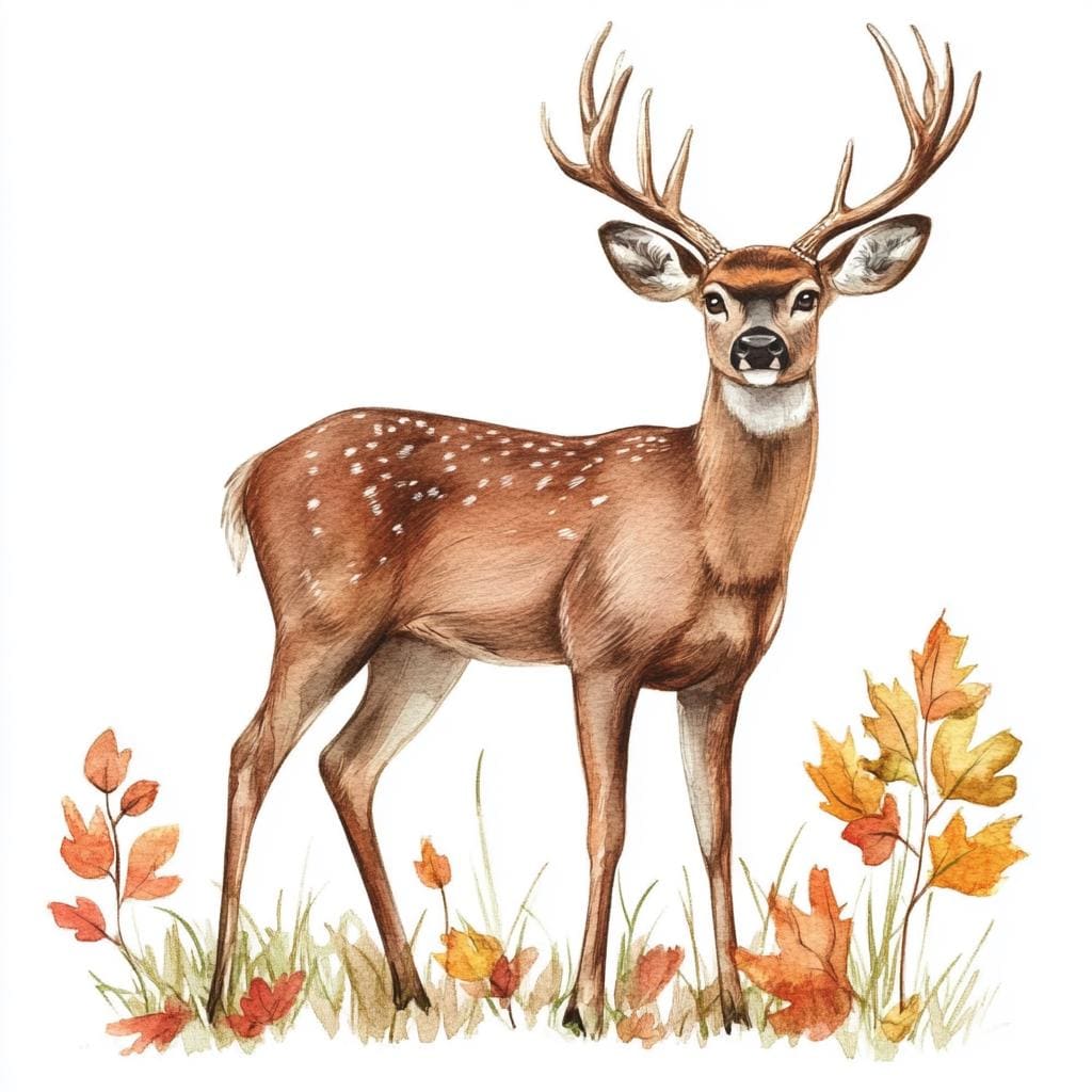8 Buck Deer File Clipart Watercolor Printable Woodland Fawn Animals ...