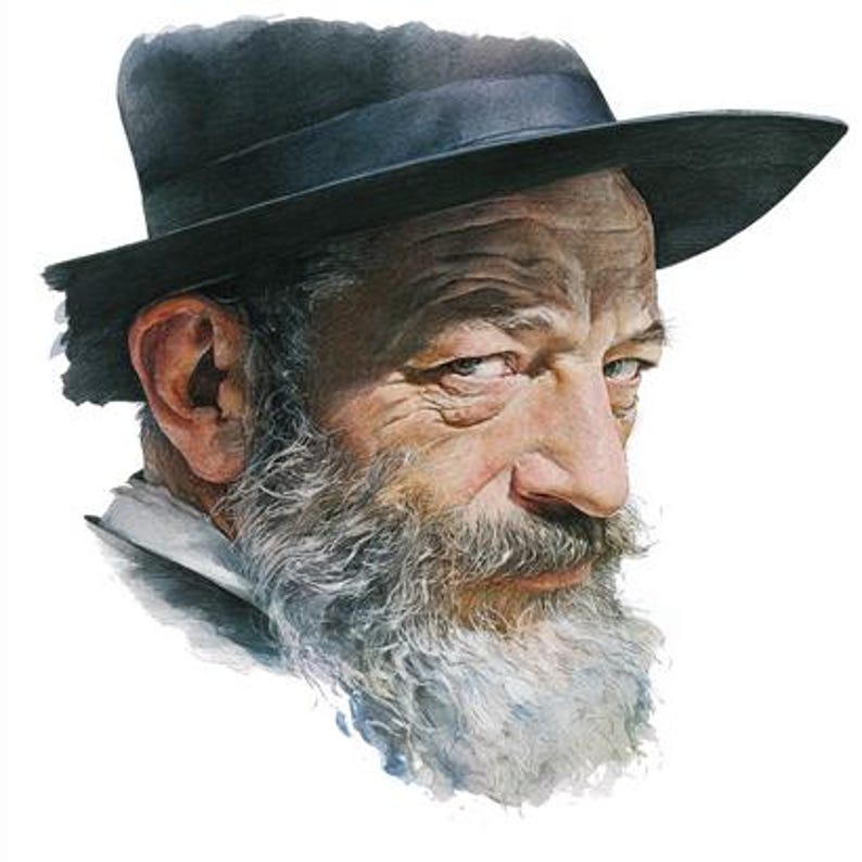 8 Jewish Man Portrait Clipart Watercolor Religious Jew Face Jerusalem ...