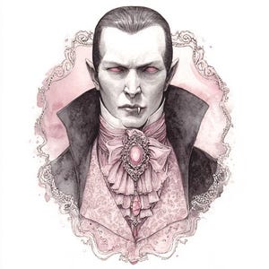 8 Dracula Clipart, Pinkoween Vampire Halloween Watercolor Printable ...