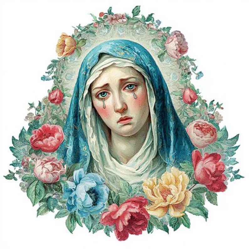8 Our Lady Dolorosa Clipart, Virgin Mary of 7 Sorrows Watercolor ...