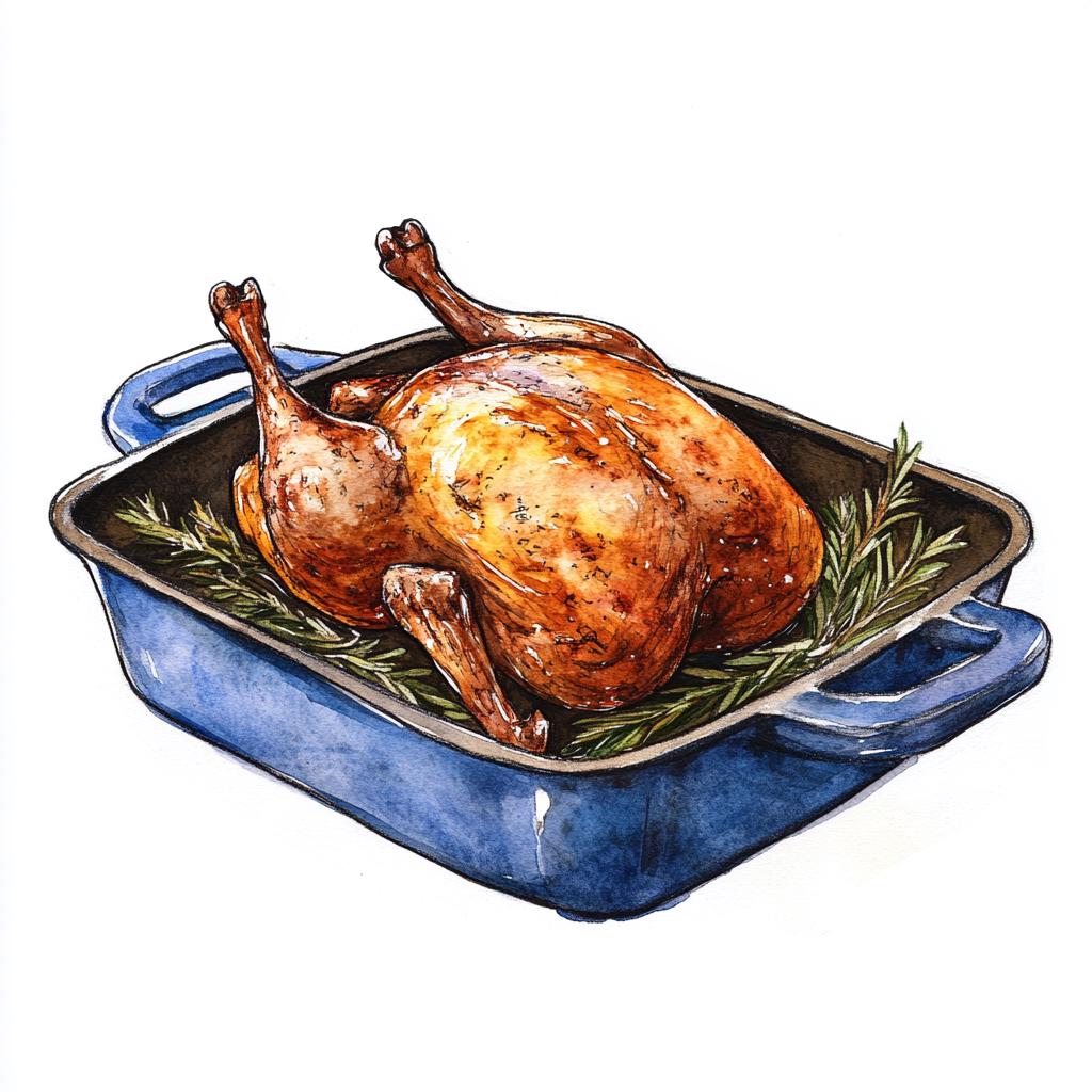 7 Roast Turkey Clipart Watercolor Printable for Recipe Books, Holiday ...