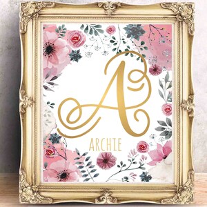 Archie, Printable Name Sign, Archie Name Sign, Golden Letters, Monogram ...