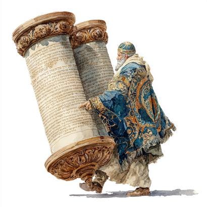 8 Jewish Ancient Rabbi With Torah Scroll Clipart Watercolor Printable ...