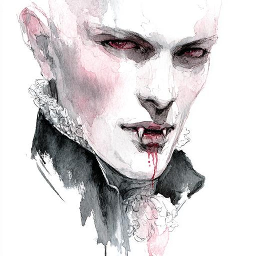 8 Dracula Clipart, Pinkoween Vampire Halloween Watercolor Printable ...
