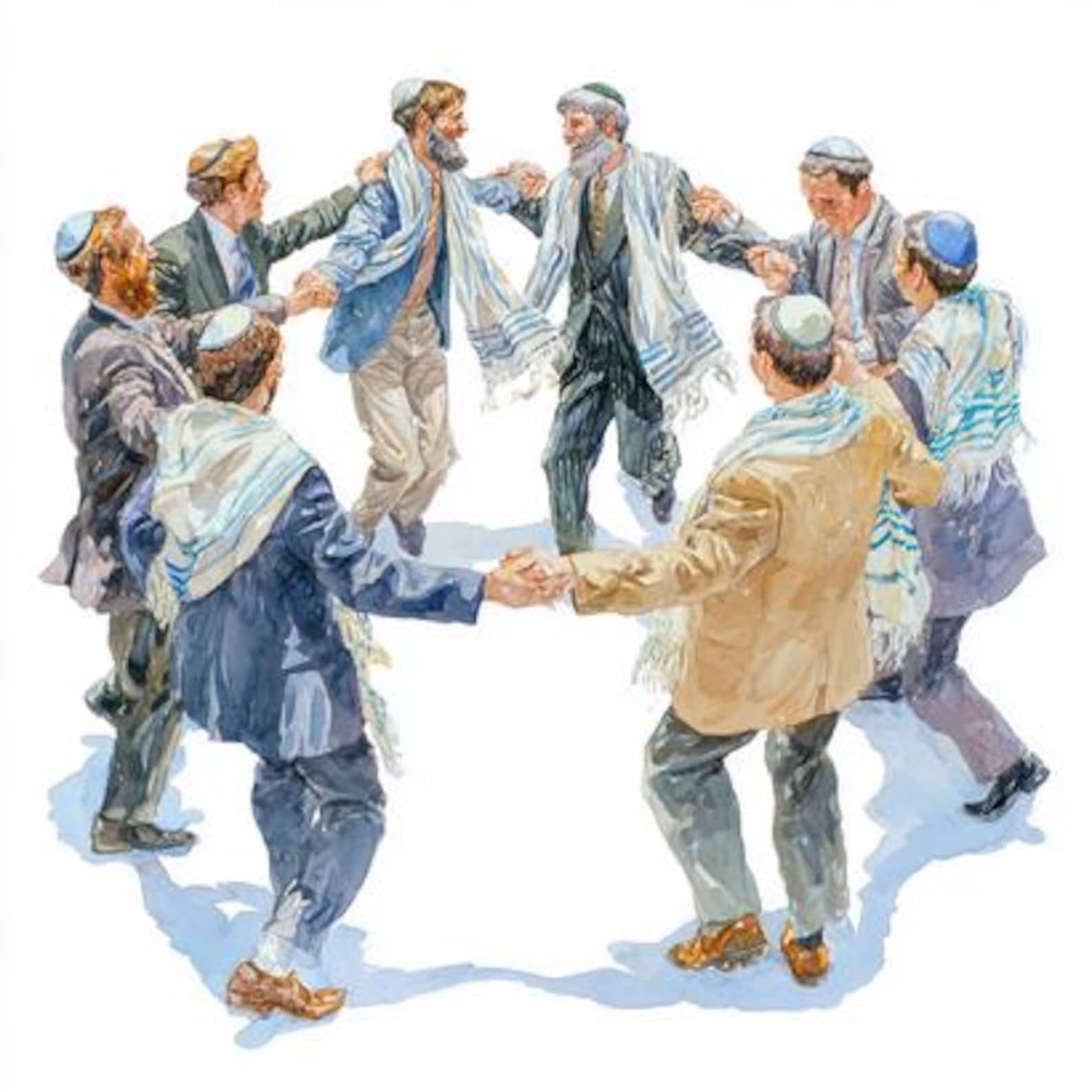8 Jewish Hora Dance Clipart Men Dancing Wall Art Watercolor Painting ...
