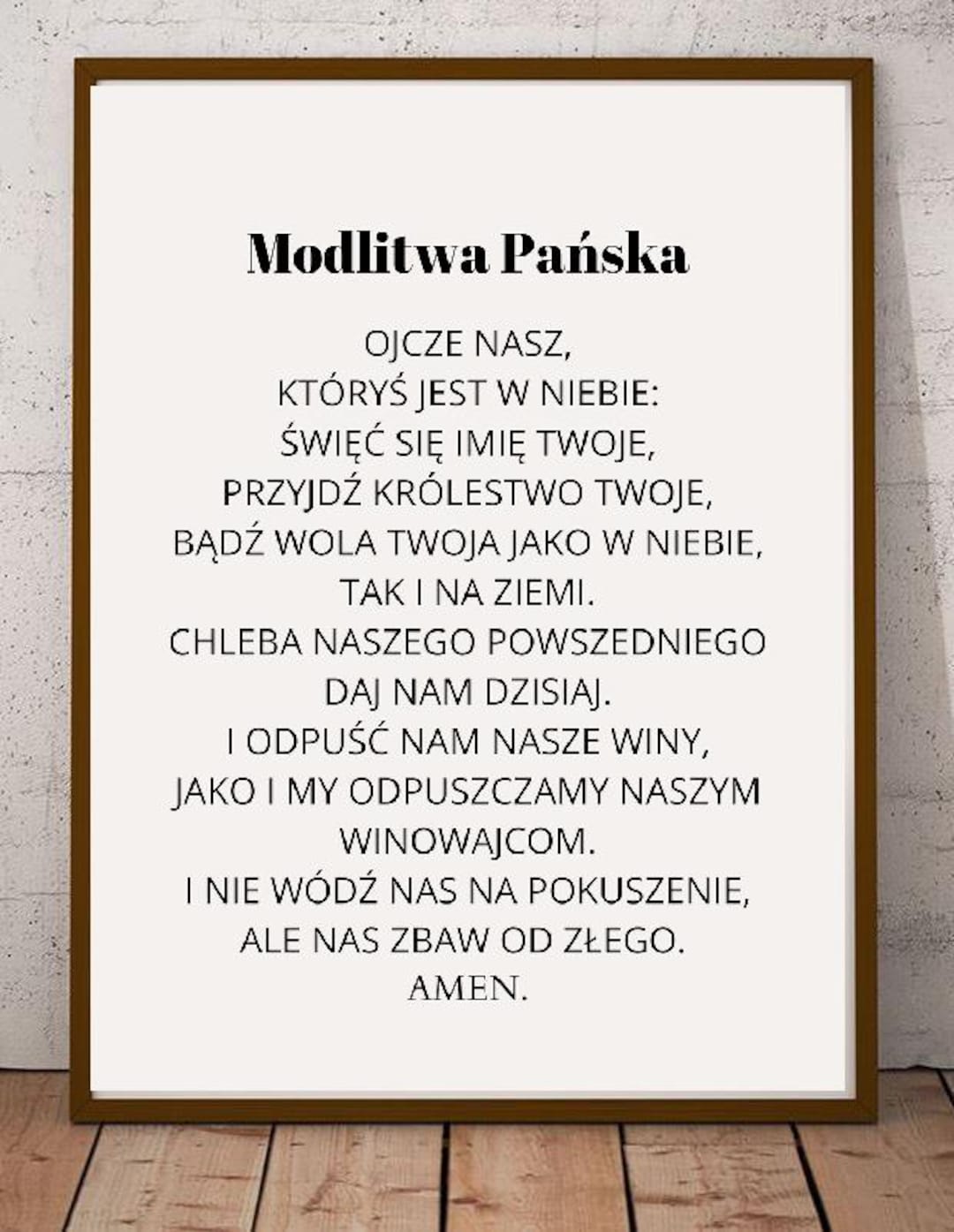 Ojcze Nasz Modlitwa Panska Wall Art Polish Religious Wall Art Poster ...