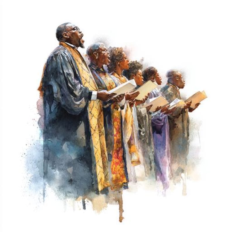 8 Church Gospel Choir Clipart, Watercolor Printable, Digital Download ...