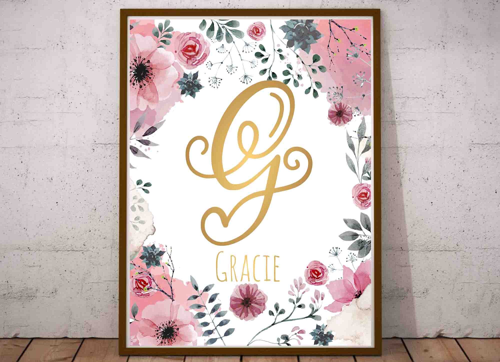 Gracie Name Art Gracie Name Sign Gold Calligraphy Names - Etsy