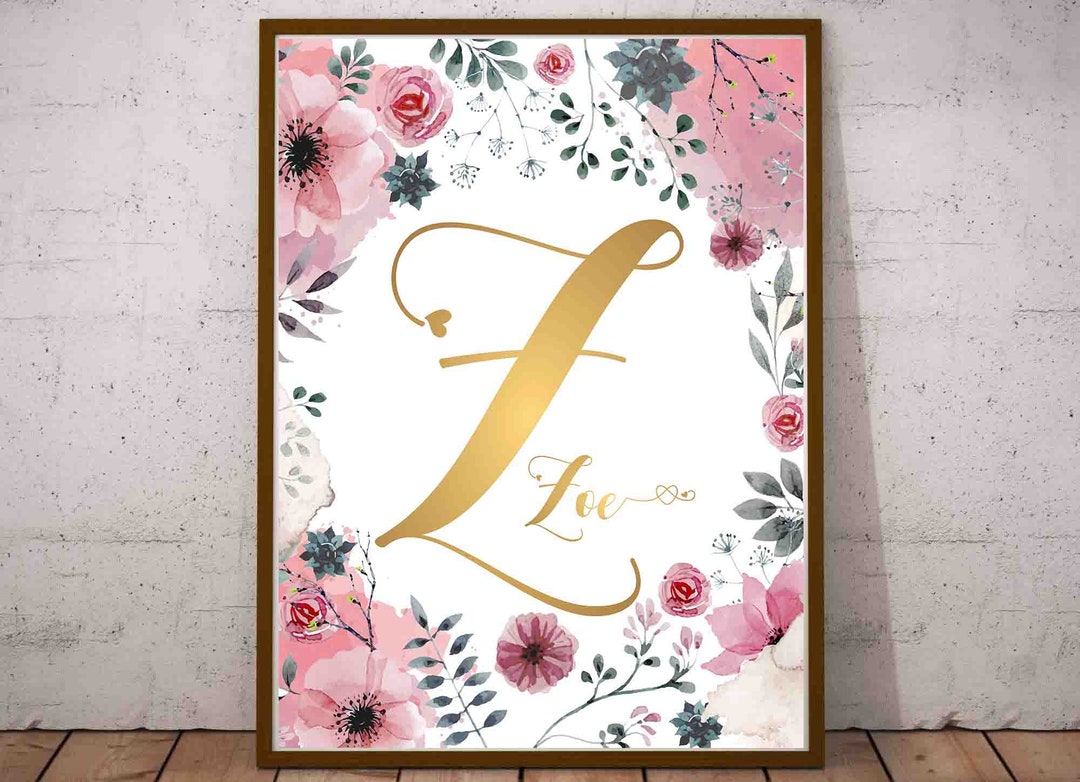 Zoe Name, Name Sign for Nursery Girl, Name Sign for Girl, Name Sign for ...