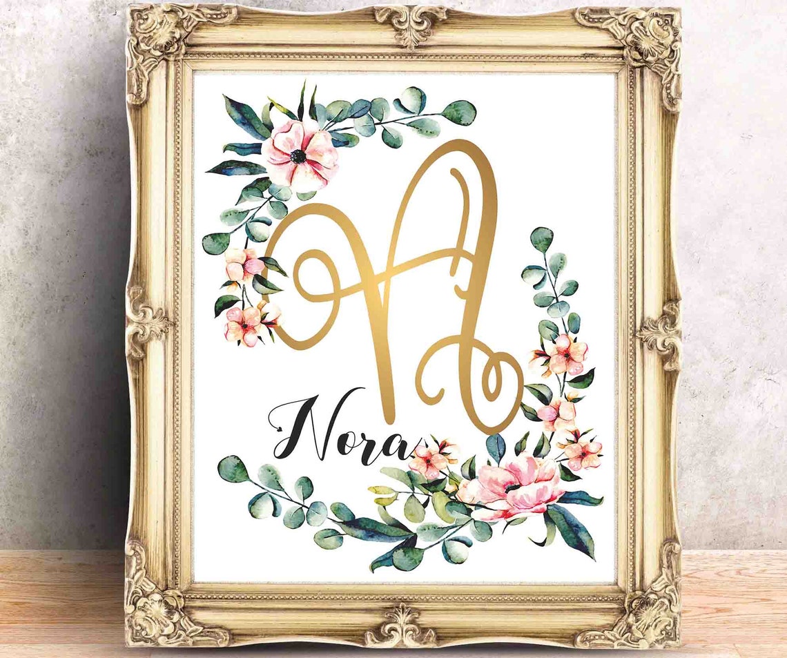 Nora Name Sign Nora Baby Printable Baby Shower Gift Floral - Etsy