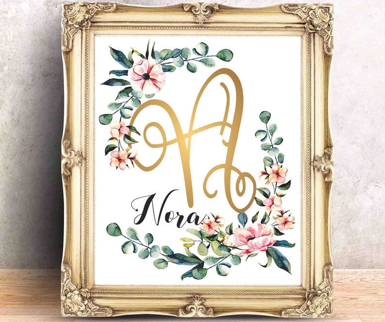 Nora Name Sign Nora Baby Printable Baby Shower Gift Floral - Etsy