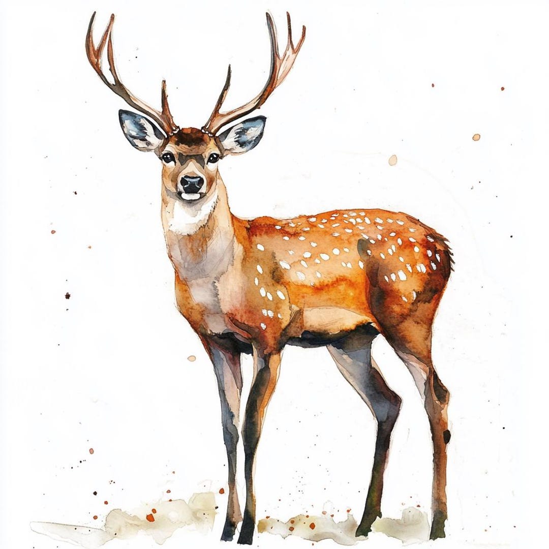 8 Buck Deer File Clipart Watercolor Printable Woodland Fawn Animals ...