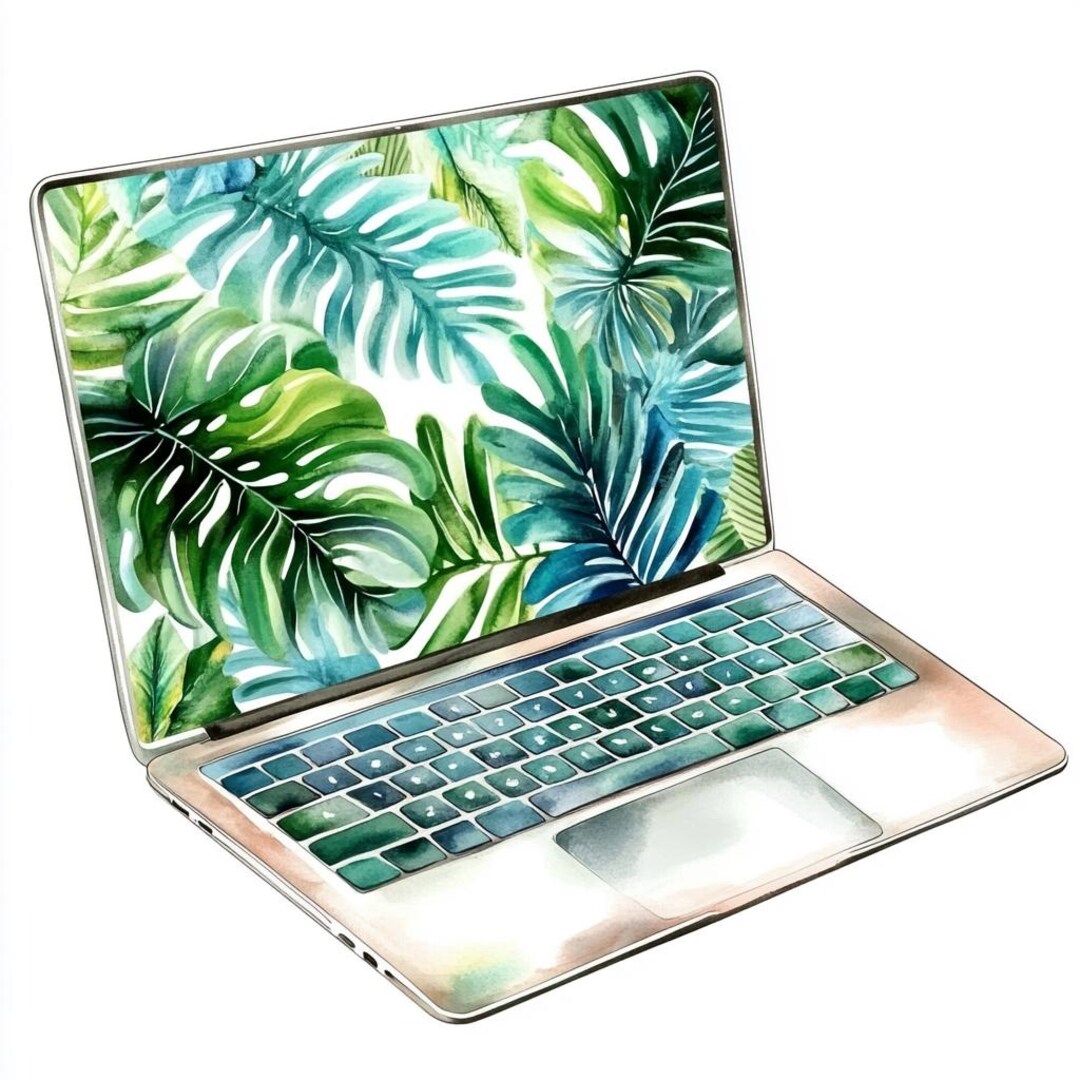 8 Floral Laptop Computer Clipart Watercolor Digital Printable High ...