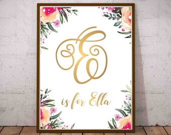 Floral Name Print - Etsy