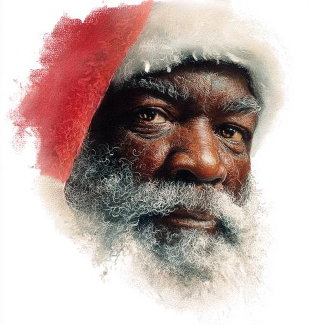 8 Black Santa Portrait Face Clipart, Afro Christmas Watercolor ...
