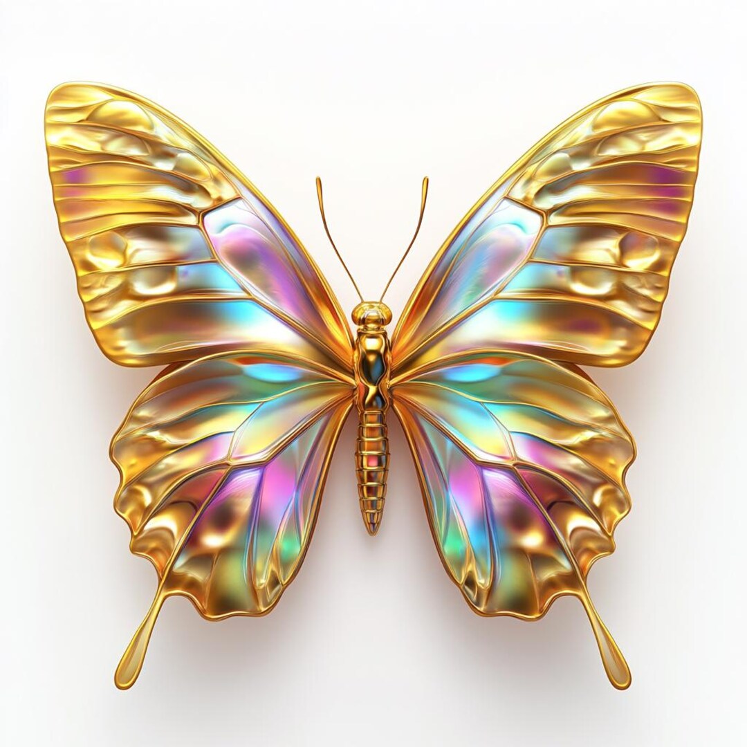 8 Golden Metallic Butterfly Clipart, Elegant Luxury Brooch, Watercolor ...