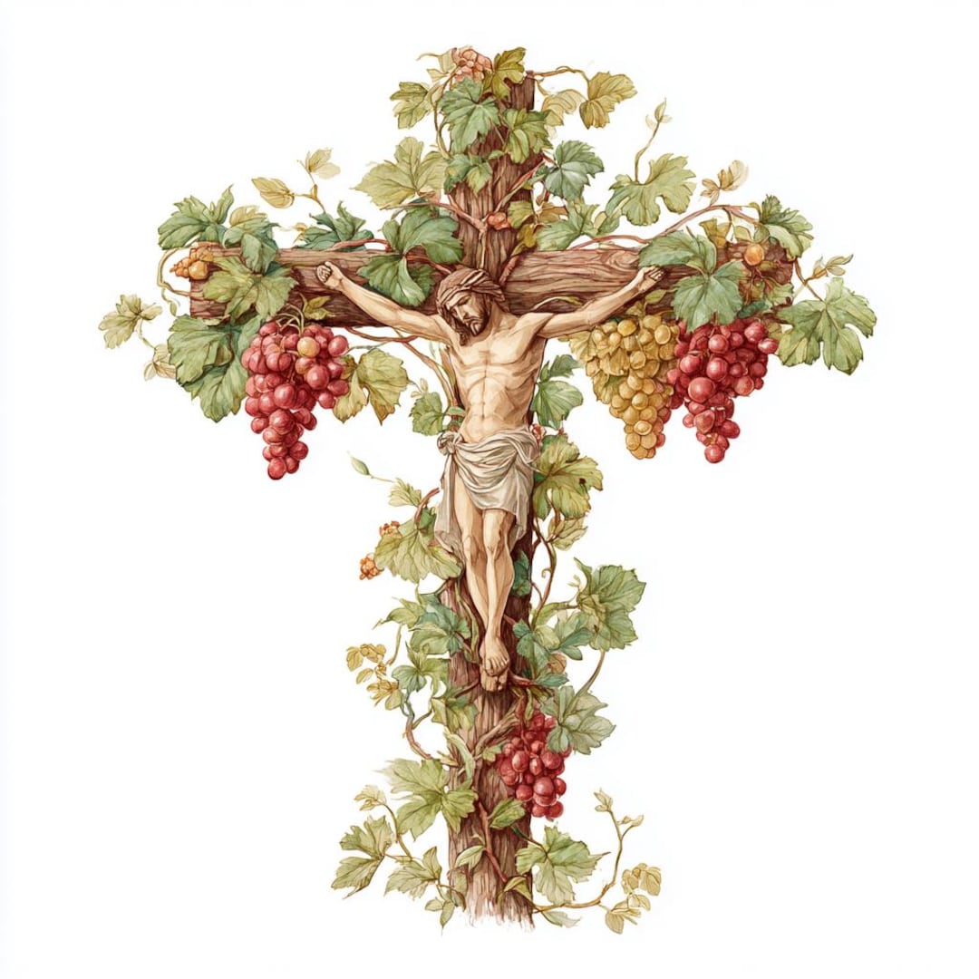 8 Floral Cross Clipart Vine and Branches Crucifix True Vine Pngs I Am ...