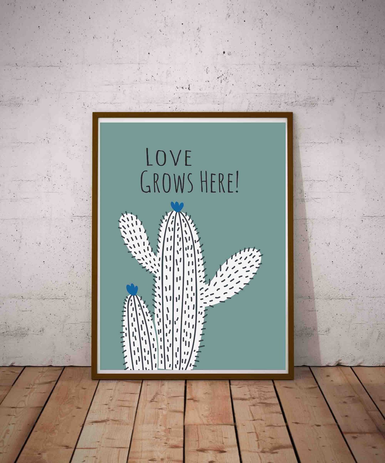 Cactus Printable Mint Print Love Grows Here Cactus Quotes Cactus Print ...