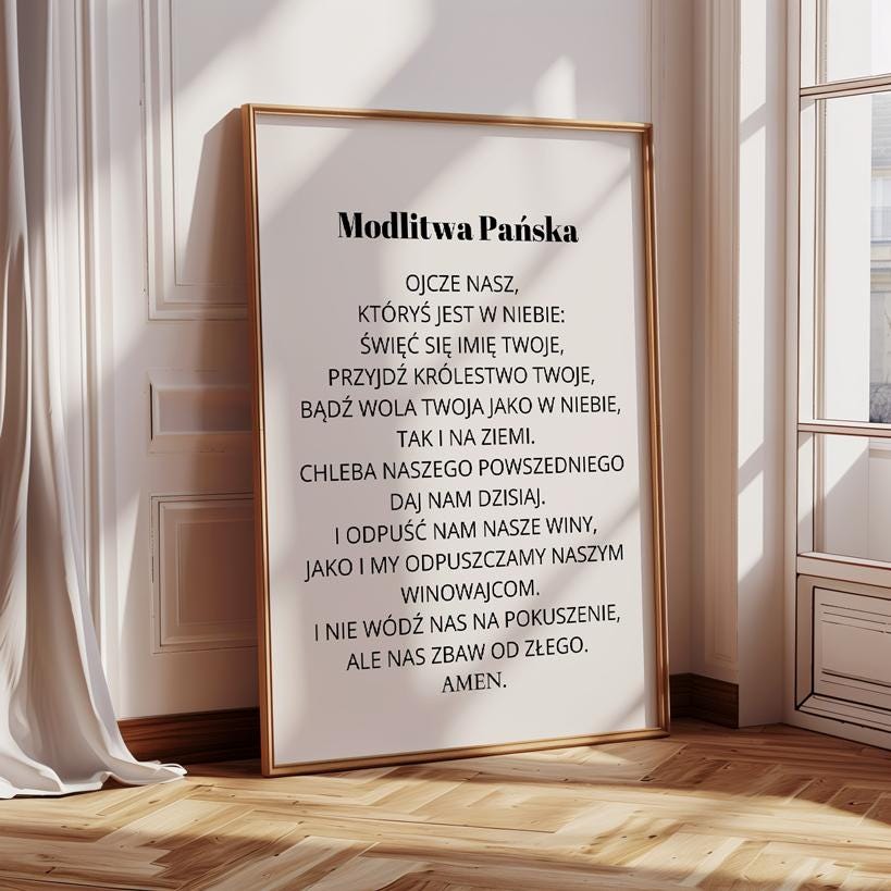 Ojcze Nasz Modlitwa Panska Wall Art Polish Religious Wall Art Poster ...