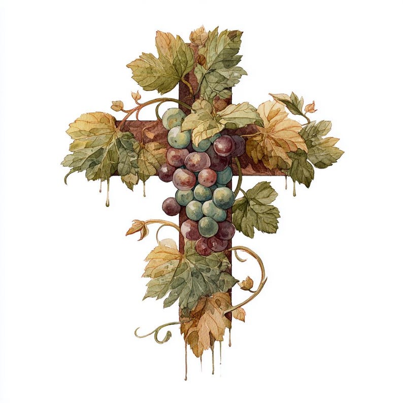 8 Floral Cross Clipart Vine and Branches Crucifix True Vine Pngs I Am ...