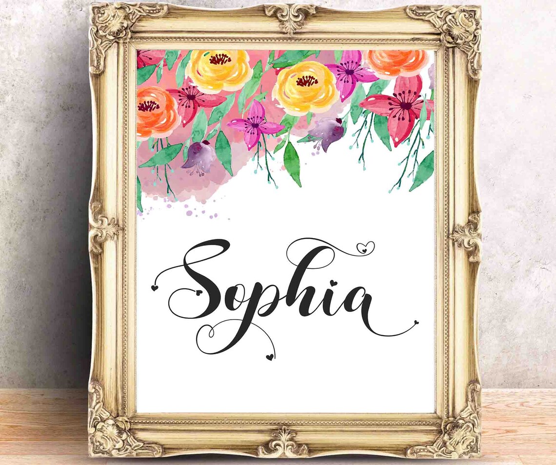 Sophia Name Sign for Wall Name Print Name Printable Girly Wall Decor ...
