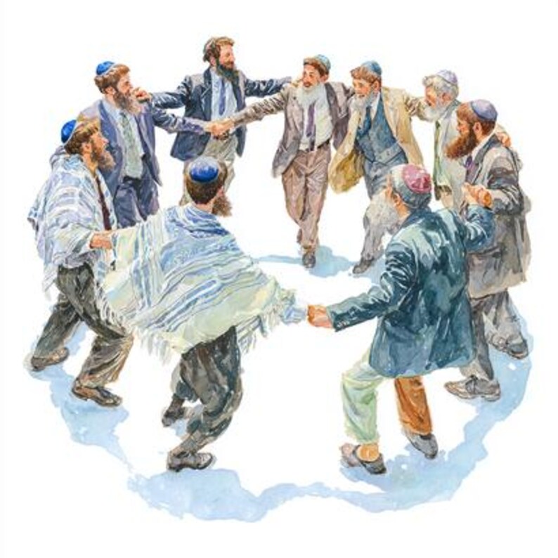 8 Jewish Hora Dance Clipart Men Dancing Wall Art Watercolor Painting ...