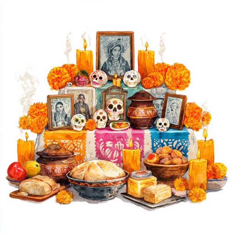 8 Ofrenda Altar Clipart, Mexican Fiesta, Watercolor Printable, Digital ...