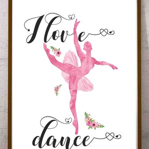 I Love Dance Teacher Gift Printable Dance Instructor Keepsake Dance ...