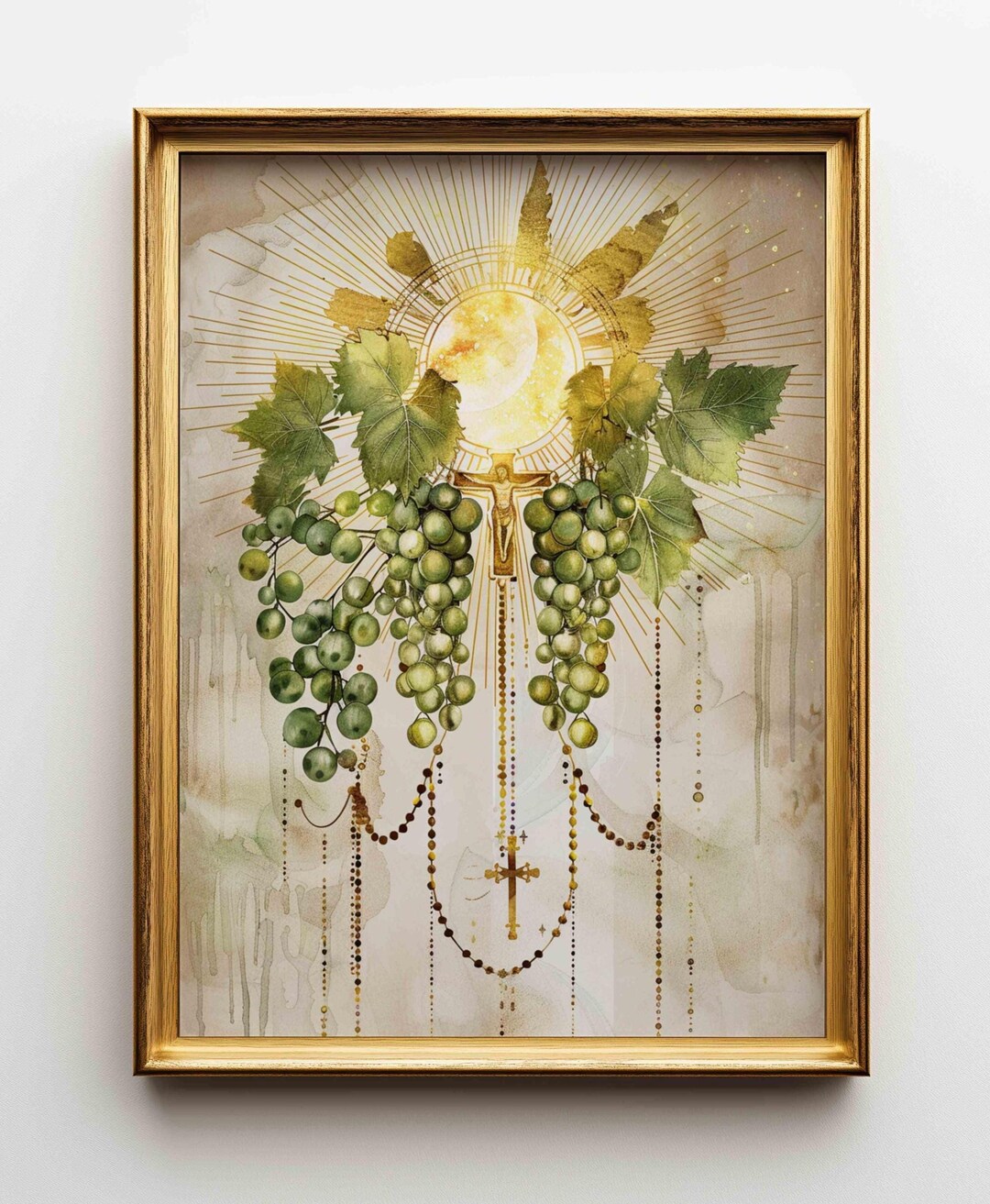 Catholic Eucharist POSTER, Glowing Host With Crucifix, Grapevine and ...