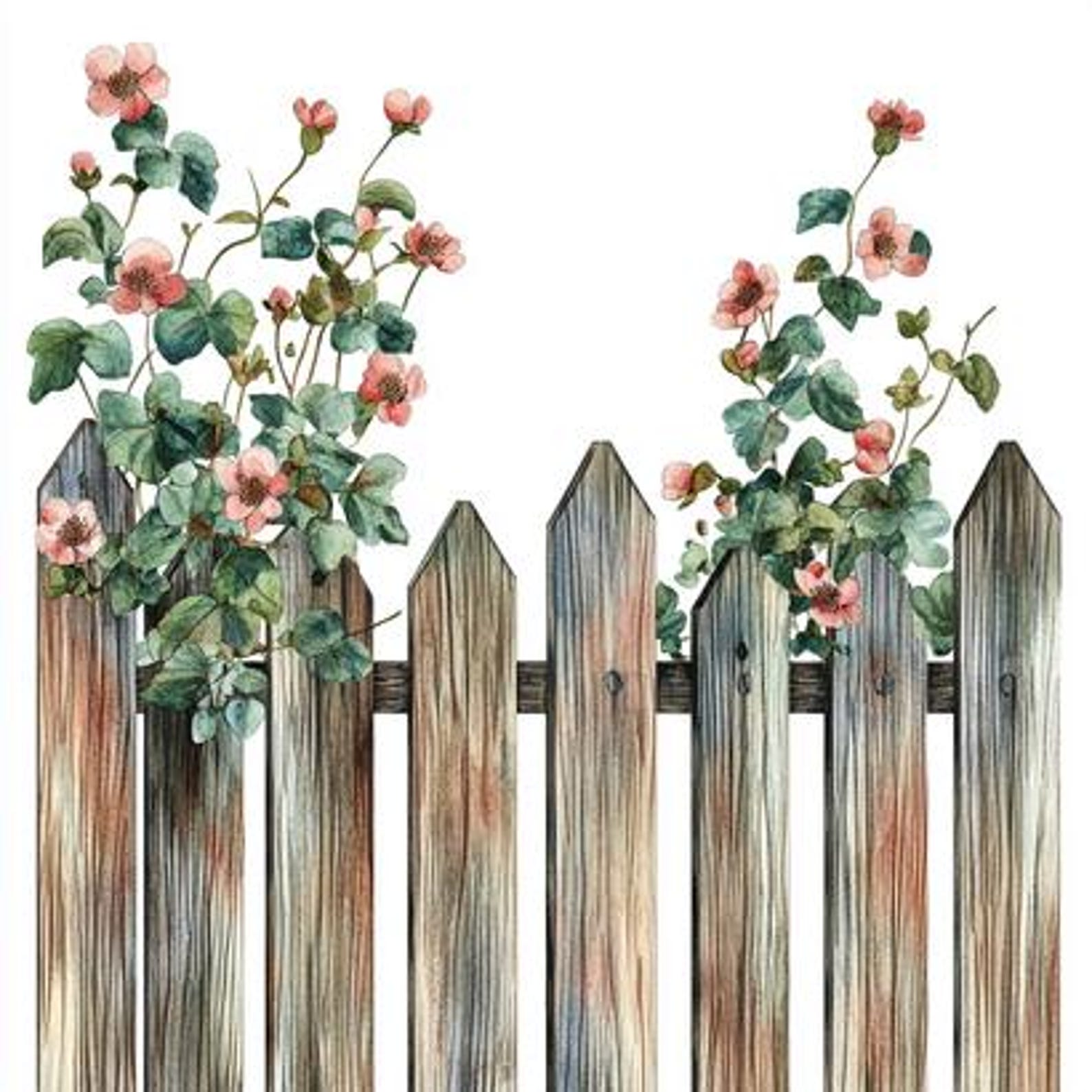 8 Floral Fence Clipart Summer Flower Garden Watercolor Printable ...