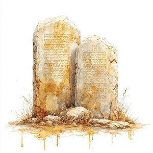 8 Two Tablets of Ten Commandments Clipart Moses Stone Graphic, Old ...