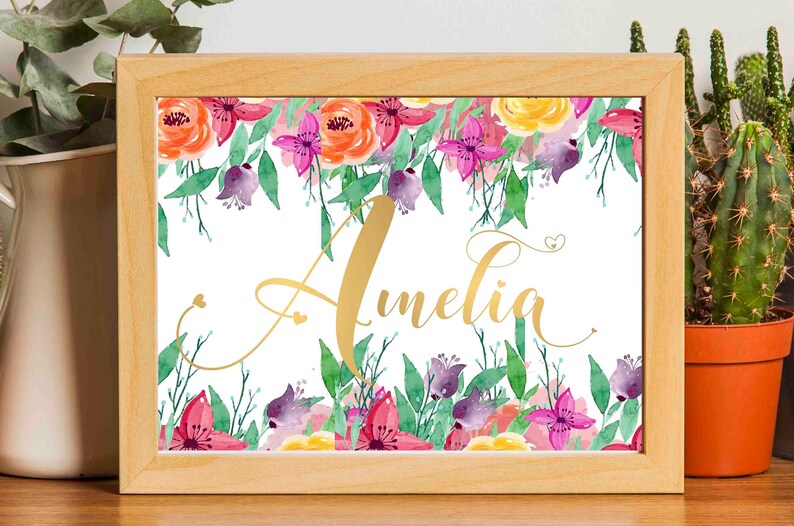 Amelia Name Sign Printable Girl Name Print Wedding Card Names Printable ...