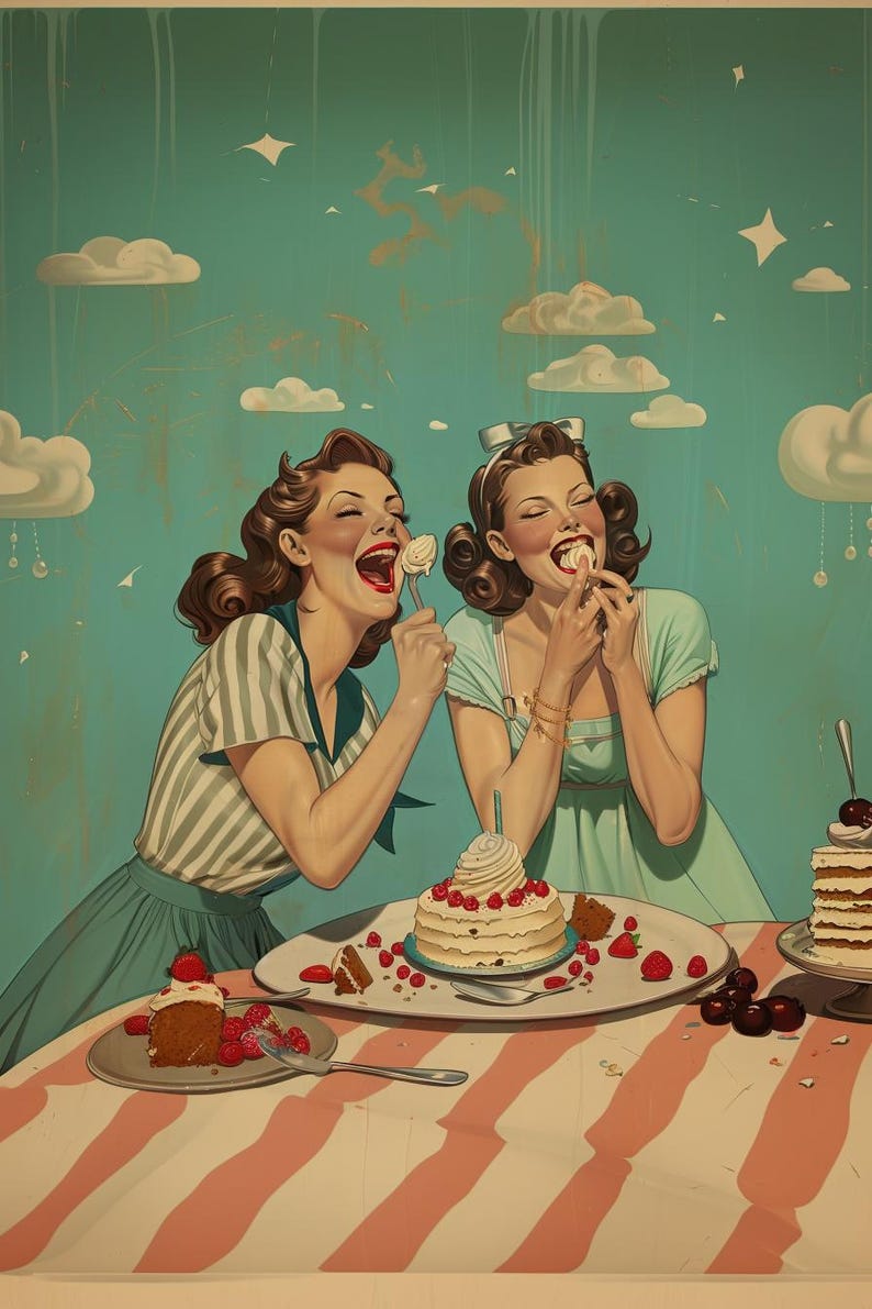 10 Retro Vintage 1950s Women Ladies Girls Happy Fun Lady Graphics ...