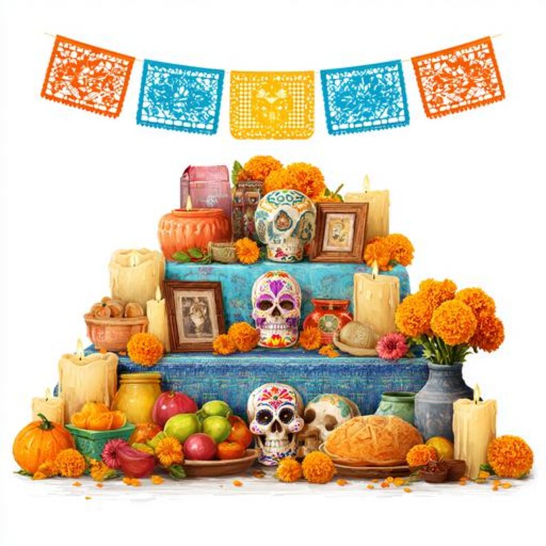 8 Ofrenda Altar Clipart, Mexican Fiesta, Watercolor Printable, Digital ...
