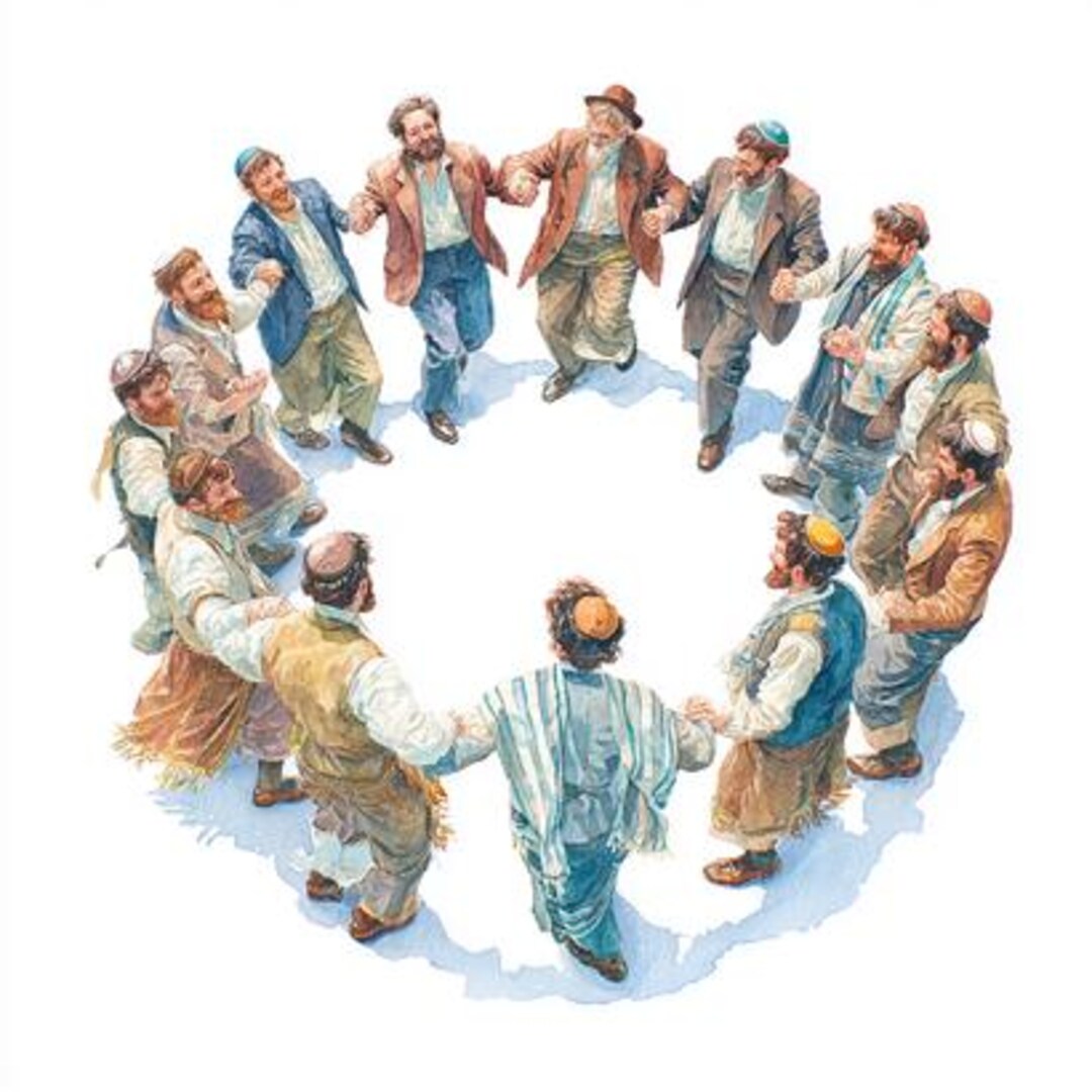 8 Jewish Hora Dance Clipart Men Dancing Wall Art Watercolor Painting ...