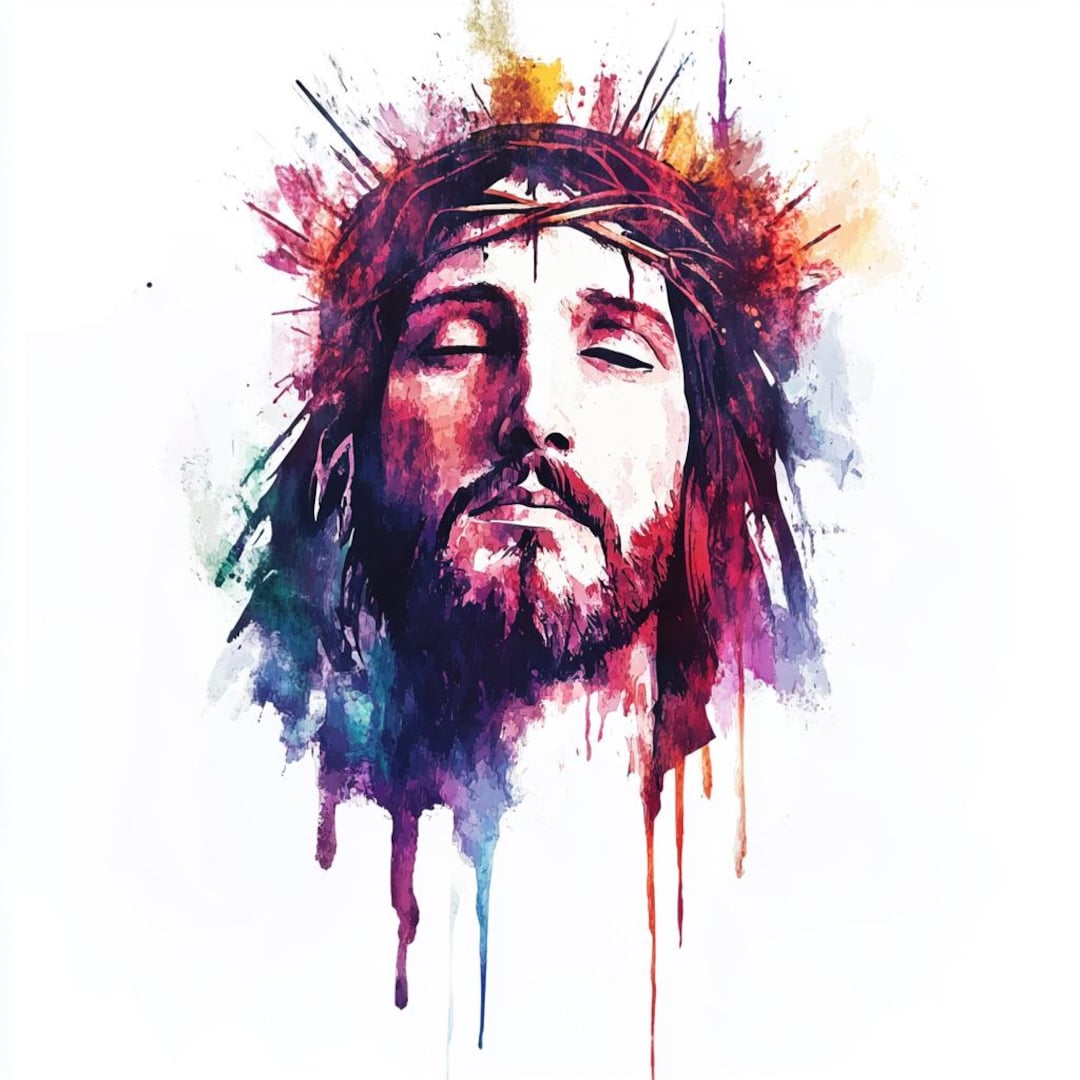 8 Jesus Christ Face Ephemera Clipart Watercolor Sublimation Christian ...