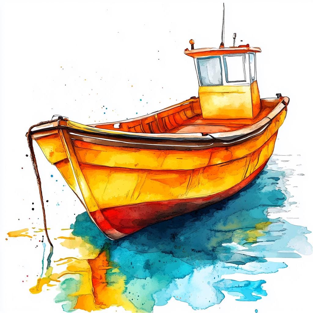 8 Boat Clipart Watercolor Colorful Boat Art Nautical Printable Digital ...