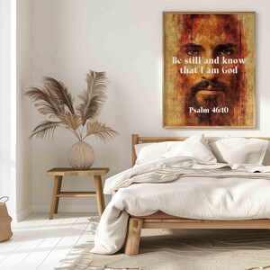 Psalm 46:10 Shroud of Turin Picture Jesus Face Art Print Painting Be ...