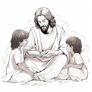 4 Jesus Christ Teaching Children Clipart Christian Catholic Design ...