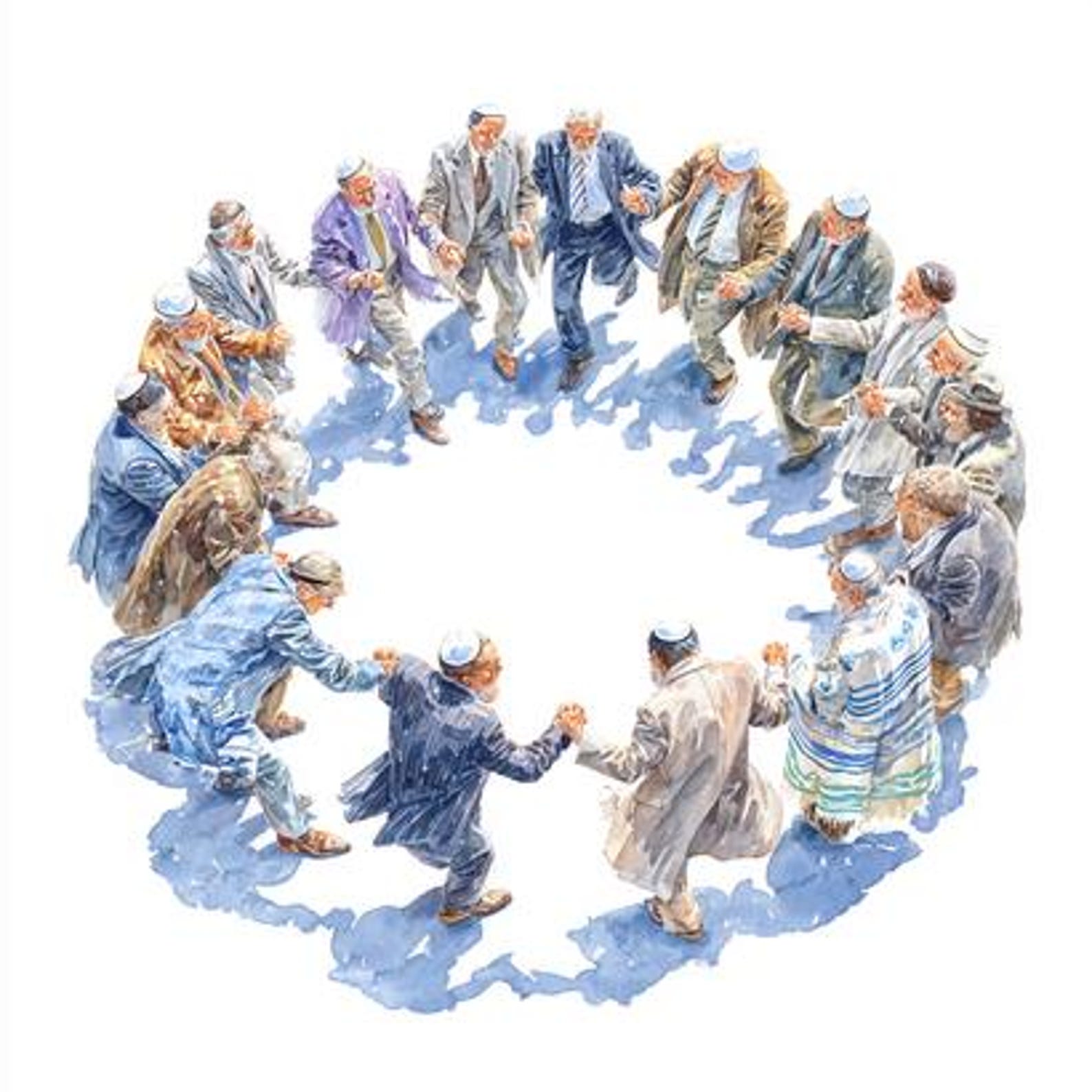 8 Jewish Hora Dance Clipart Men Dancing Wall Art Watercolor Painting ...