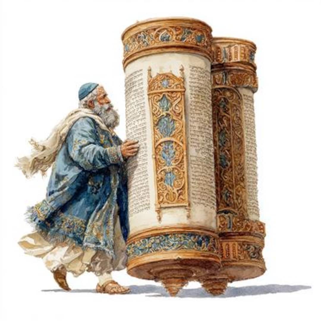8 Jewish Ancient Rabbi With Torah Scroll Clipart Watercolor Printable ...