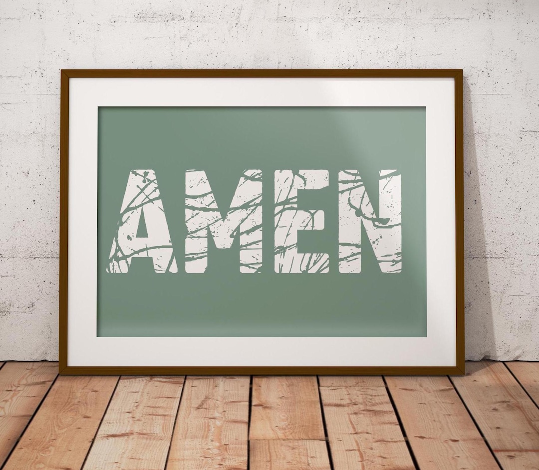 AMEN Trendy Green Christian Wall Decor, Bible Verse, Poster Abstract ...