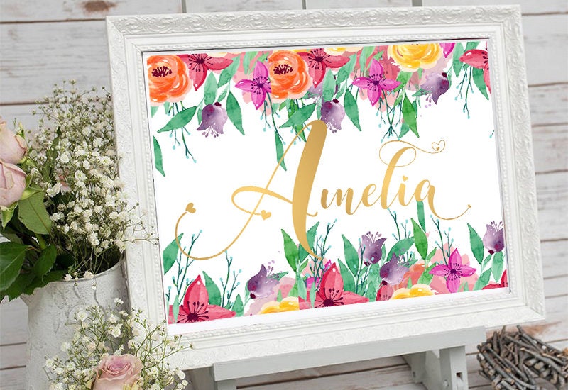 Amelia Name Sign Printable Girl Name Print Wedding Card Names Printable ...